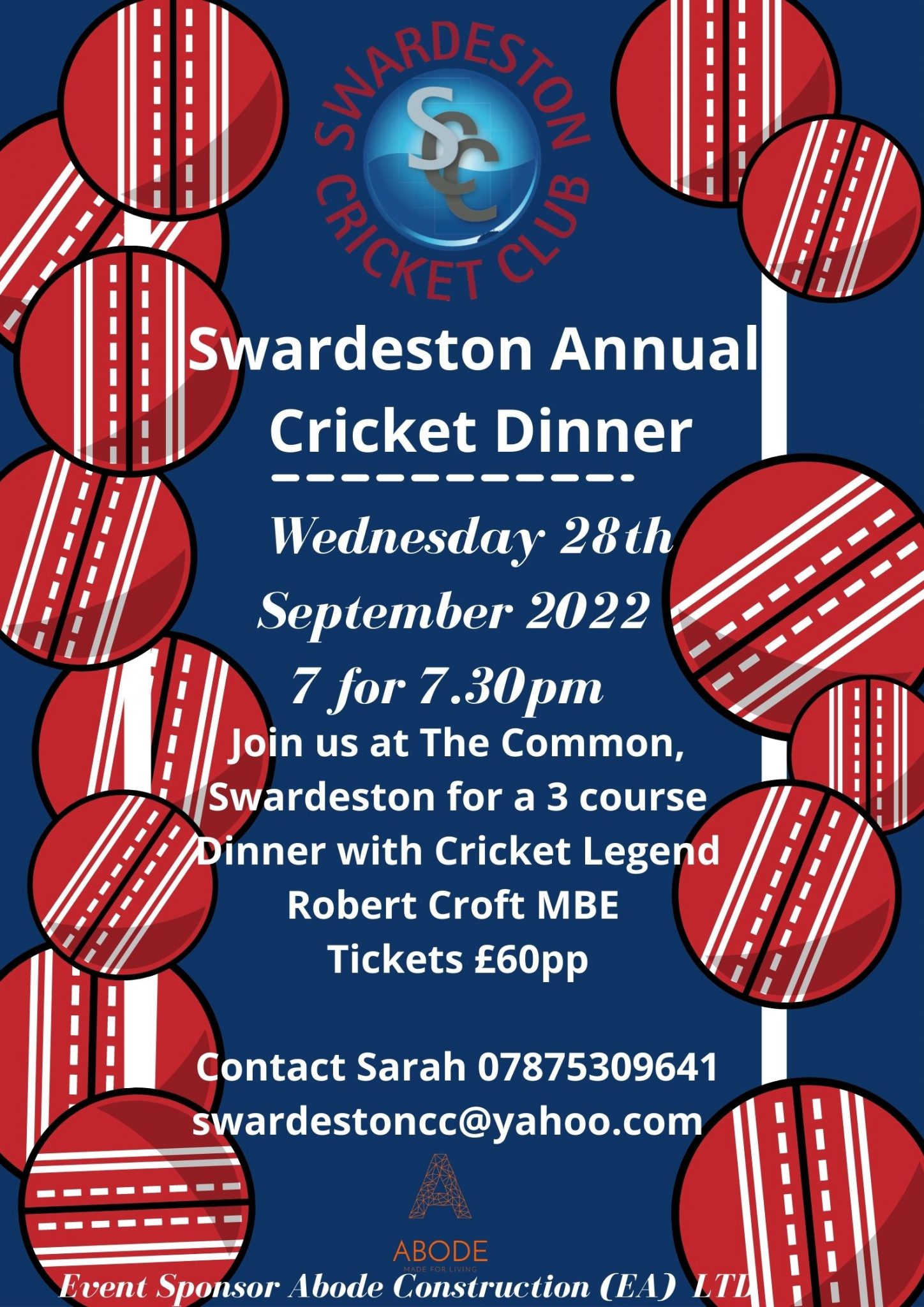 Swardeston cricket dinner ticket prices and revised date announced ...